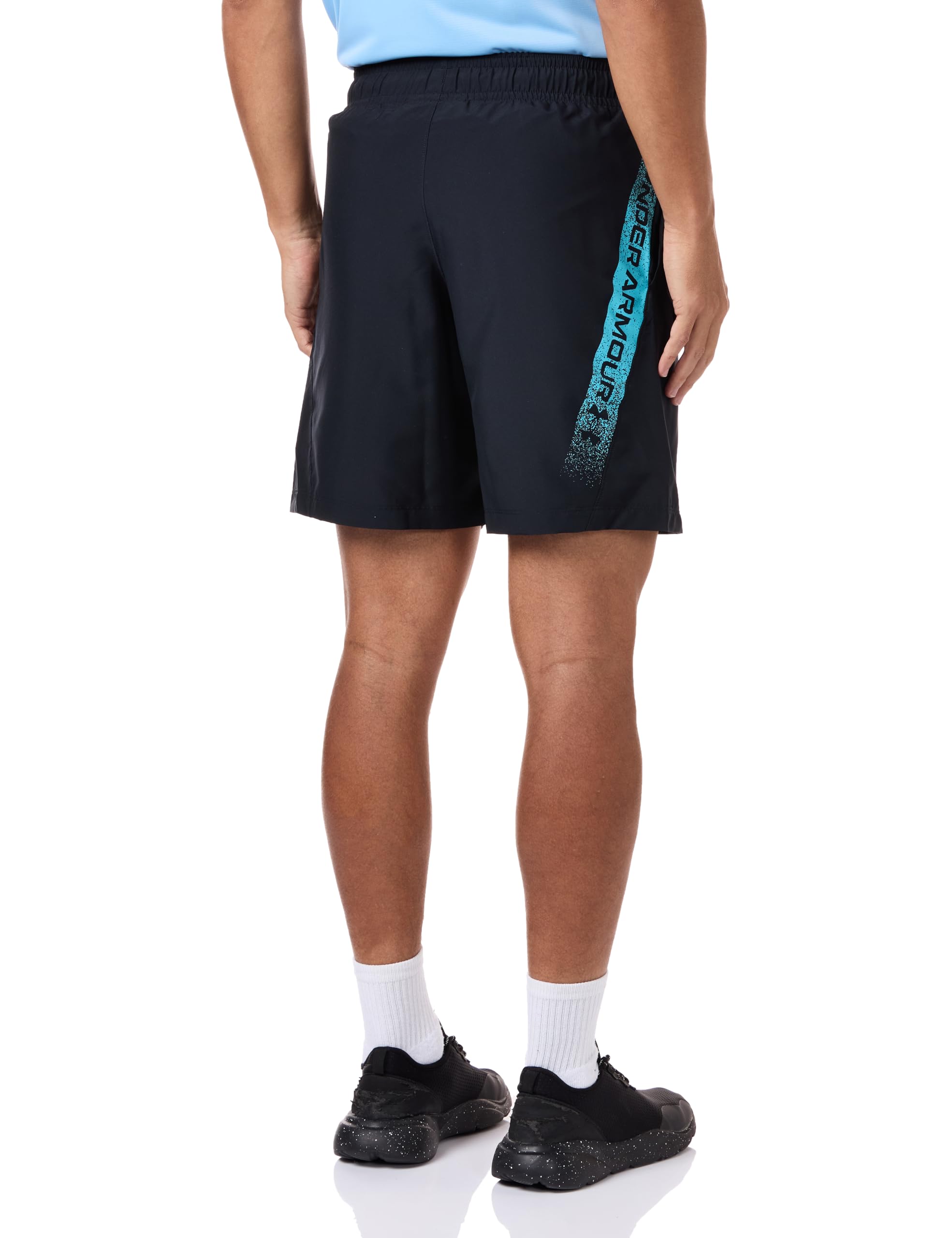 Under Armour Men's Woven Graphic Shorts, (003) Black / / Versa Blue, Large