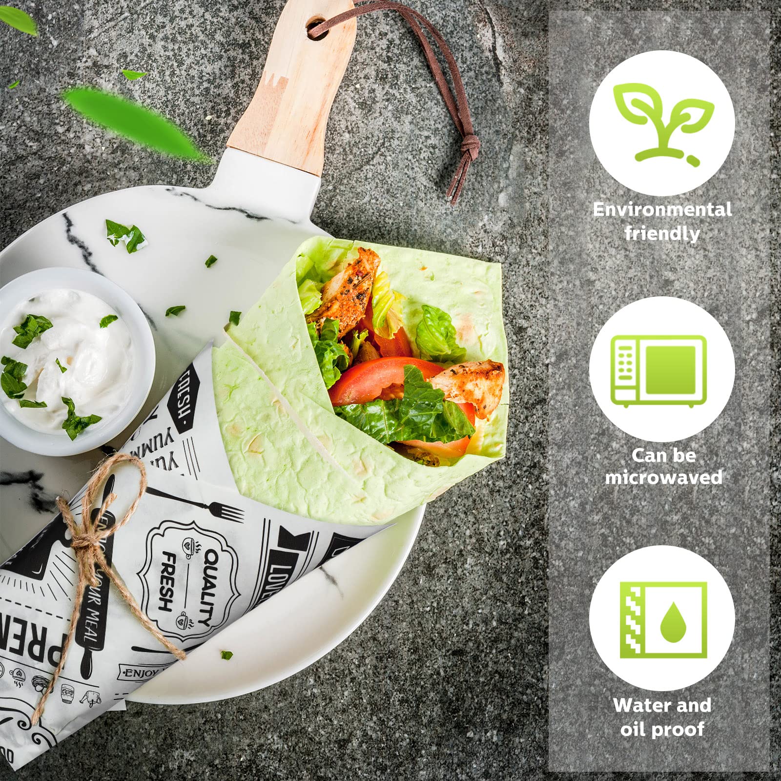 Wax Paper Sheets Deli Newsprint Food Basket Liners Sandwich Wrapping Paper Grease Resistant Waterproof Wrapping Tissue Hamburger Picnic Paper for Baking Kitchen 8.3 x 9.8 Inch(150 Pcs)