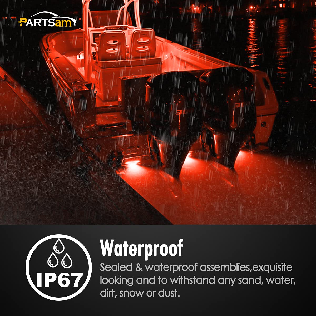 Partsam 2X 8 Led Utility Strip Light Marker Red 30LED Boats Lighting & Decorating, Sealed Thin Line 8 Inch Red Led RV Camper Truck Boat Marine Strip Lights Bar Surface Mount 12V