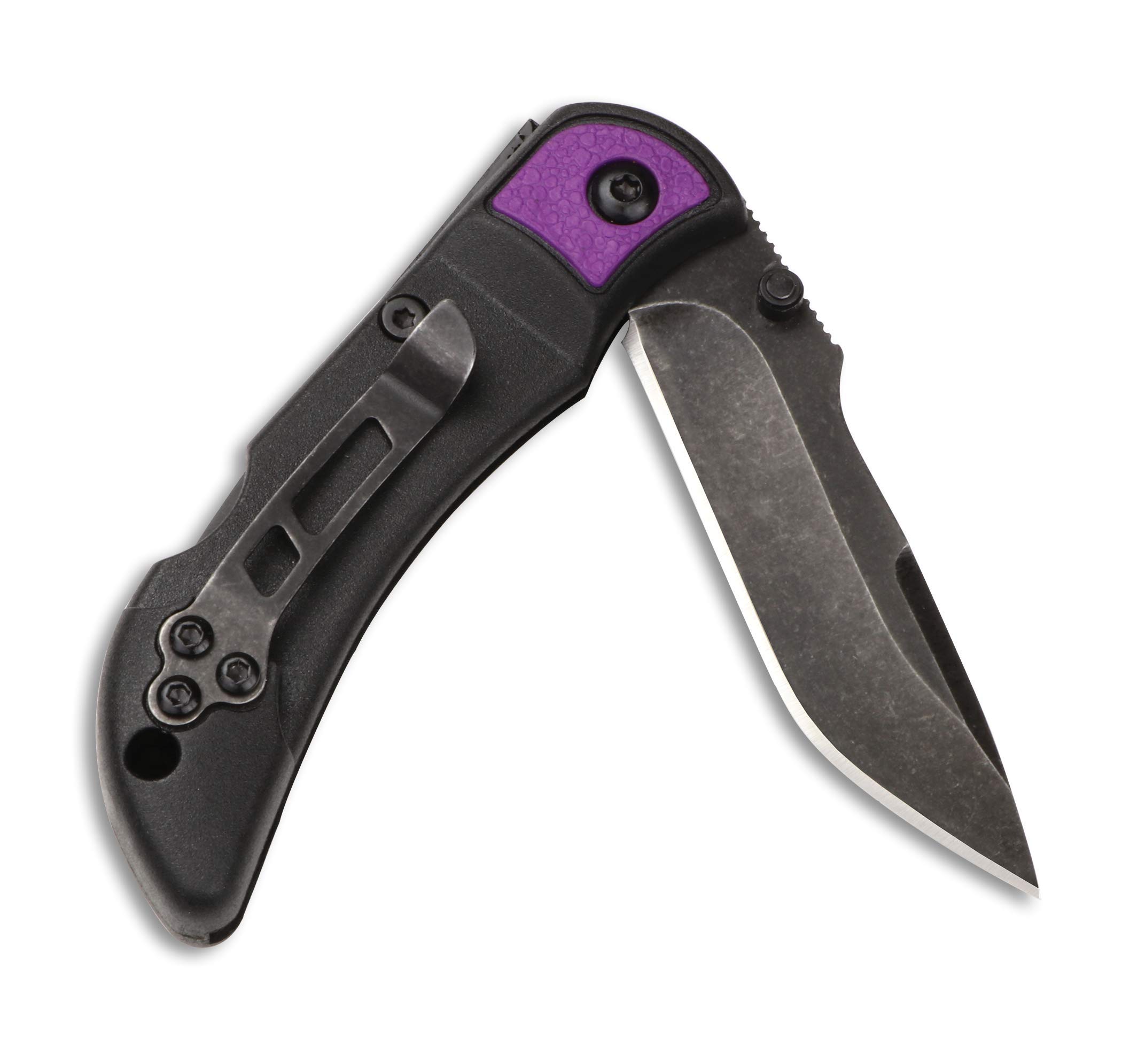 OUTDOOR EDGE 2.5" Purple Chasm - EDC Lockback Folding Pocket Knife with Non-Reflective Blackstone Coated Stainless Steel Blade and Pocket Clip
