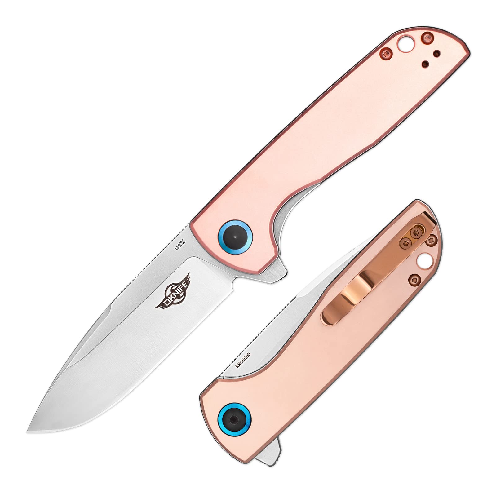 OKNIFE Freeze 2 Folding Knife, EDC Pocket Knife with Aluminium Handle, 154CM Steel Blade and Ceramic Ball Bearing Washer for Camping, Hiking