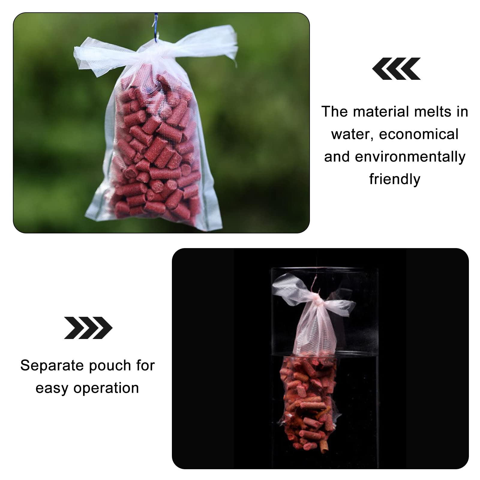 WEBEEDY 100Pcs Fishing Bags Quick Water Soluble Baits Bags for Solid Baits Carp Fishing Equipment Tackle Throwing Tool (12x16cm/4.7x6.3 Inchh)