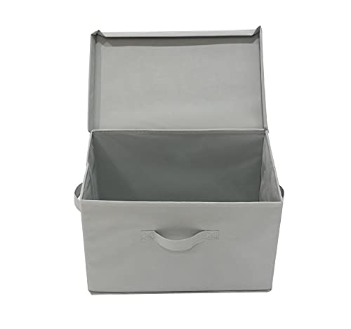 Sebadaci Storage Bins Cubes Baskets with Lids Handles Stackable Collapsible Storage Bins Baskets for Shelves, Organizing, Office Organizer, 3-pack Fabric Storage Cubes Living Room Closet, Gray, Large