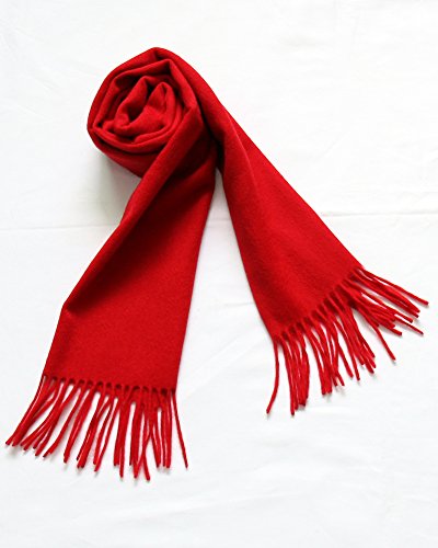 Persmileful Red Cashmere & Wool Scarf Solid Color, Fashionable Thin Lightweight Scarf for Men and Women in Cold Weather with Gift Box