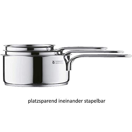 WMF Sauce pan Ø 12 cm Approx. 0,7l Mini Stackable Pouring Rim Cromargan, One, Grey
