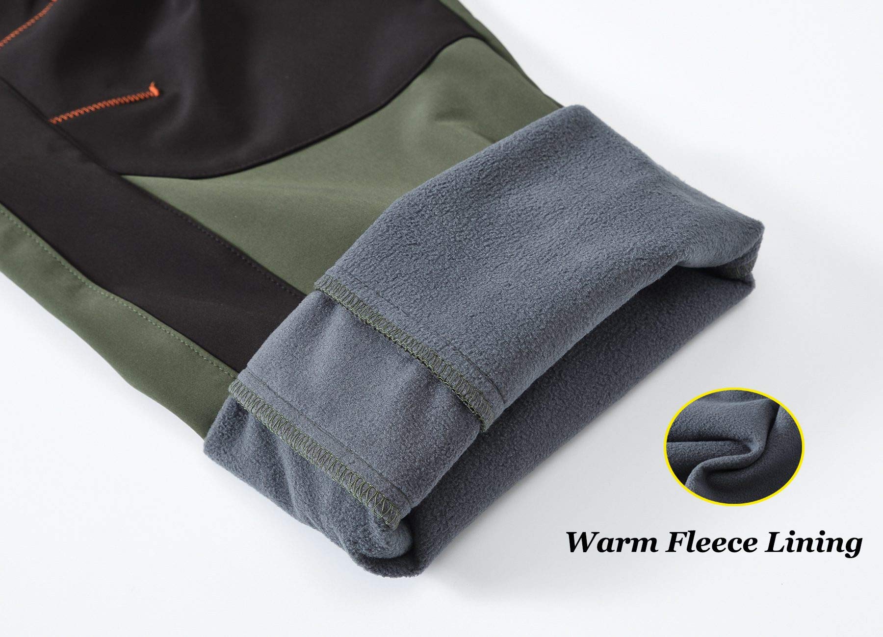 Rdruko Men's Snow Ski Pants Waterproof Insulated Winter Outdoor Hiking Fleece Pants with Belt(Army Green, US M)