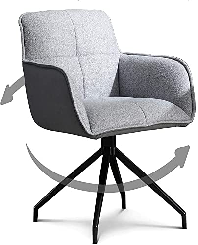 Rotatable Ergonomic Computer Desk Chair with Armrests Upholstered Seat Reception Sofa Armchair for Living Room Lounge Restaurant Office Study Chair(Grey)