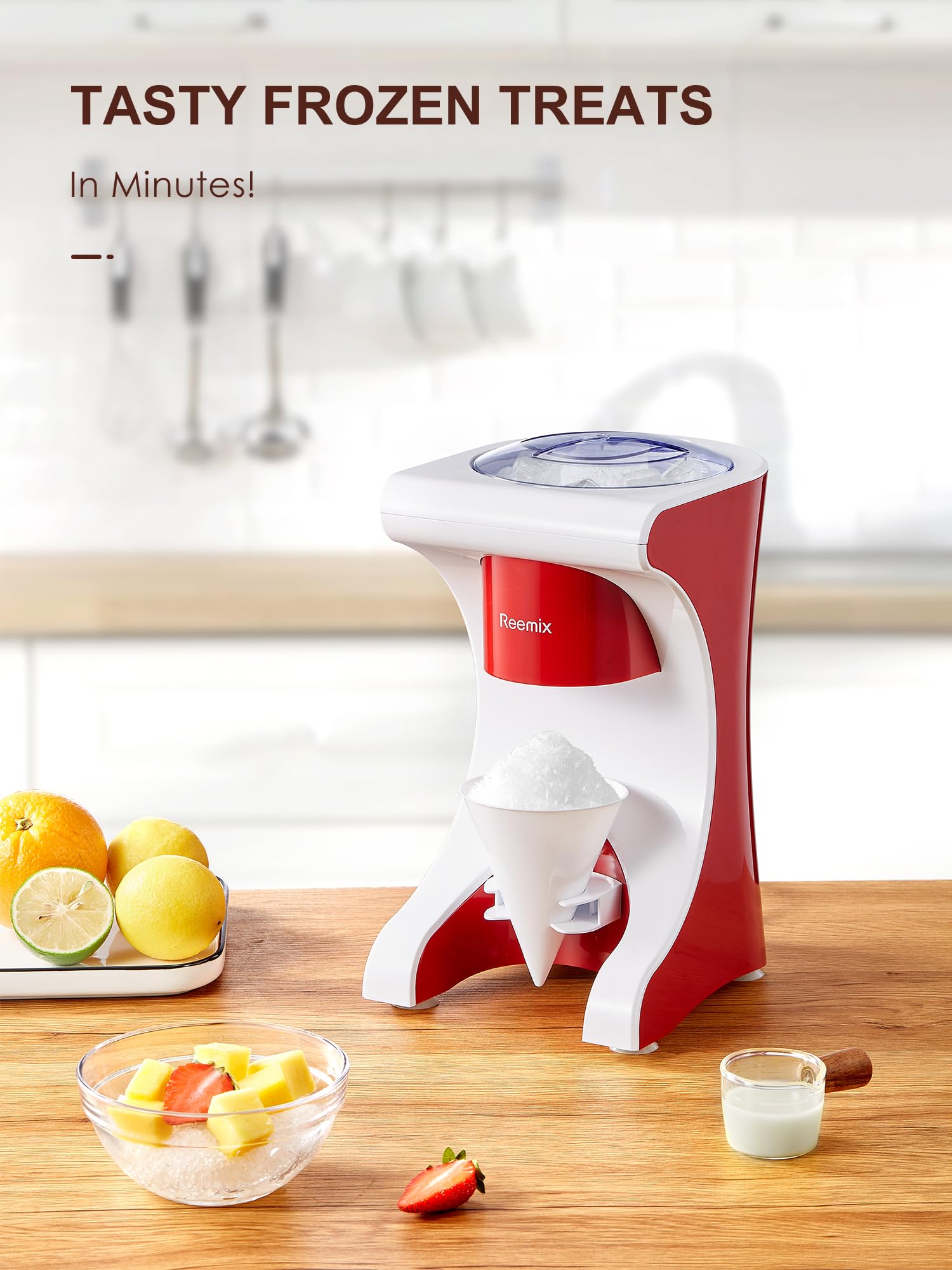 Shaved Ice Machine Snow Cone Machine, Reemix Slushie Machine for Snow Cone, Snowballs, Frozen Cocktails and More, Easy to DIY with Snow Cone Syrup at Home