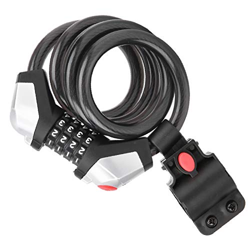 Vakitar Portable Mountain Bike Password Cable Lock with Light 4‑Digit Combination