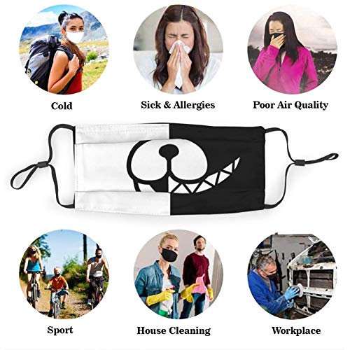 Sharp Tooth Monokuma Comfortable Face Mask Anti-Dust Reusable Balaclava Mouth Mask Black