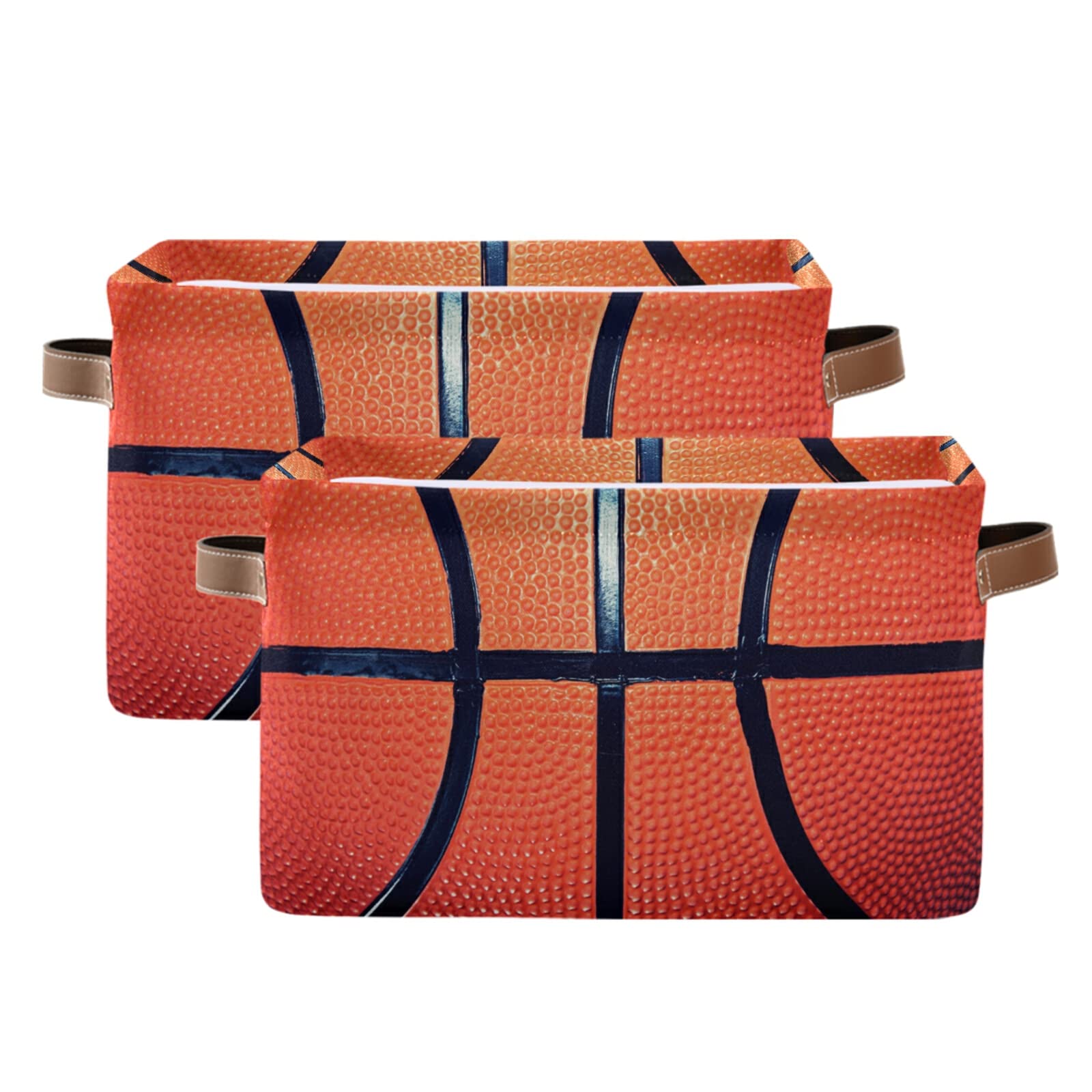 Sport Basketball Storage Bin Canvas Toys Storage Basket Bin Large Storage Cube Box Collapsible with Handles for Home Office Bedroom Closet Shelves,1 pc