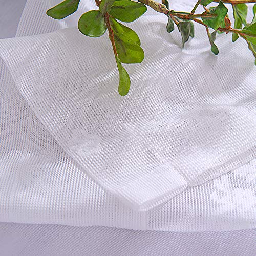Popuid Seim Sheer Kitchen Cafe Window Curtains Valance Lace Floral Embroidered Curtain Topper for Small Windows Decor (White, 1 Piece-54W*24H)