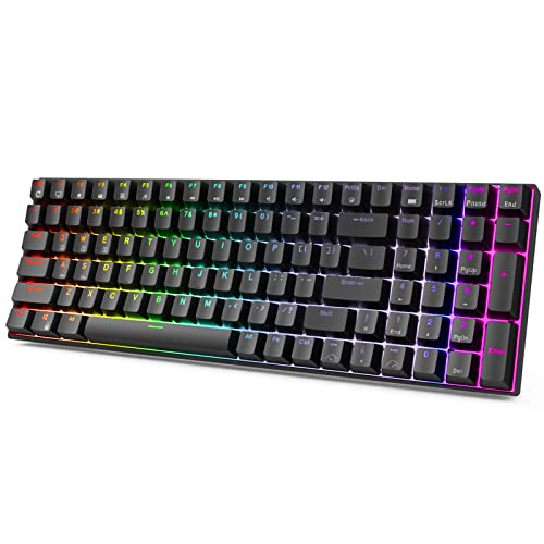 RK ROYAL KLUDGE RK100 2.4G Wireless/Bluetooth/Wired RGB Mechanical Keyboard, 100 Keys 3 Modes Connectable Hot Swappable Brown Switch Gaming Keyboard for Win/Mac