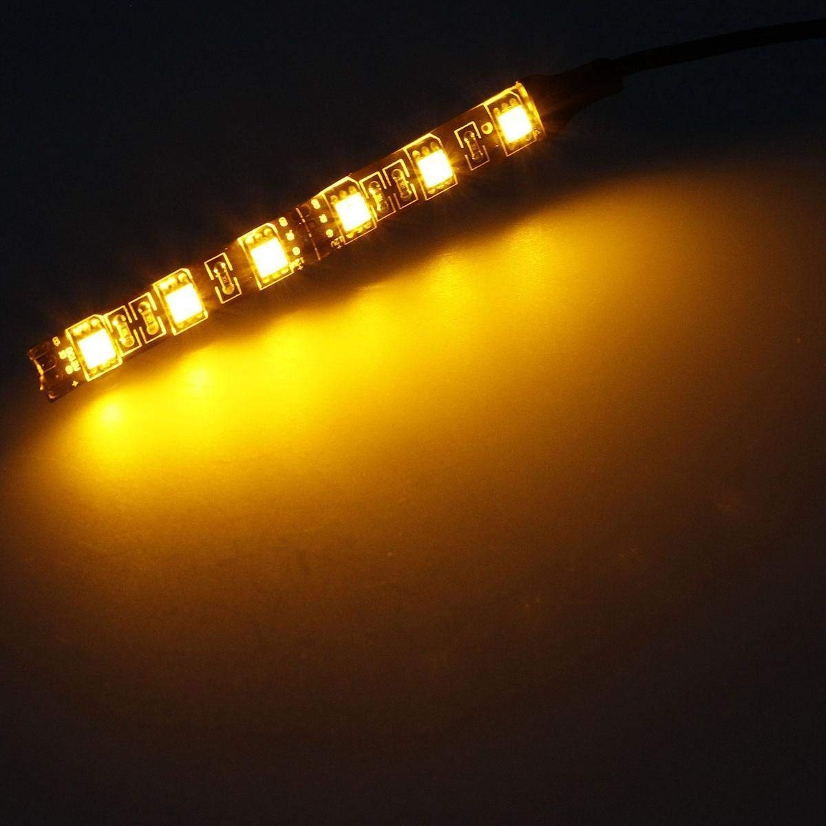 Partsam 4'' Amber Flexible Motorcycle LED Turn Signal Tail Third Brake Lights Bar Strip, IP68 Waterproof Universal Motorcycle LED Tail Brake Running Light Bar for Motorcycle Trailer ATV, 2Pack