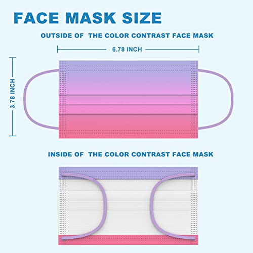 Sheal 100pcs Breathable Fashion Individually Packaged Face Маsκ Disposable 3-layers Protective Earloop For Adult (Color Contrast)