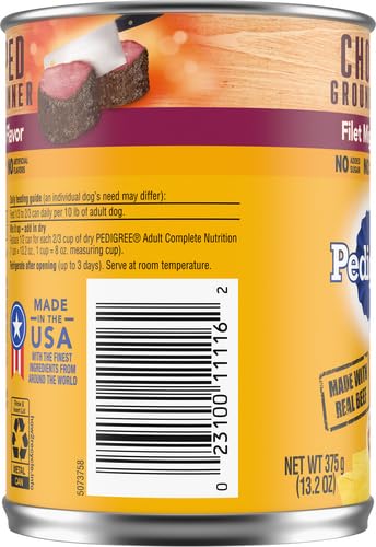 Pedigree Chopped Ground Dinner Dog Food - Filet Mignon - 13.2oz - 12pk - Filet Mignon - 13.2 oz
