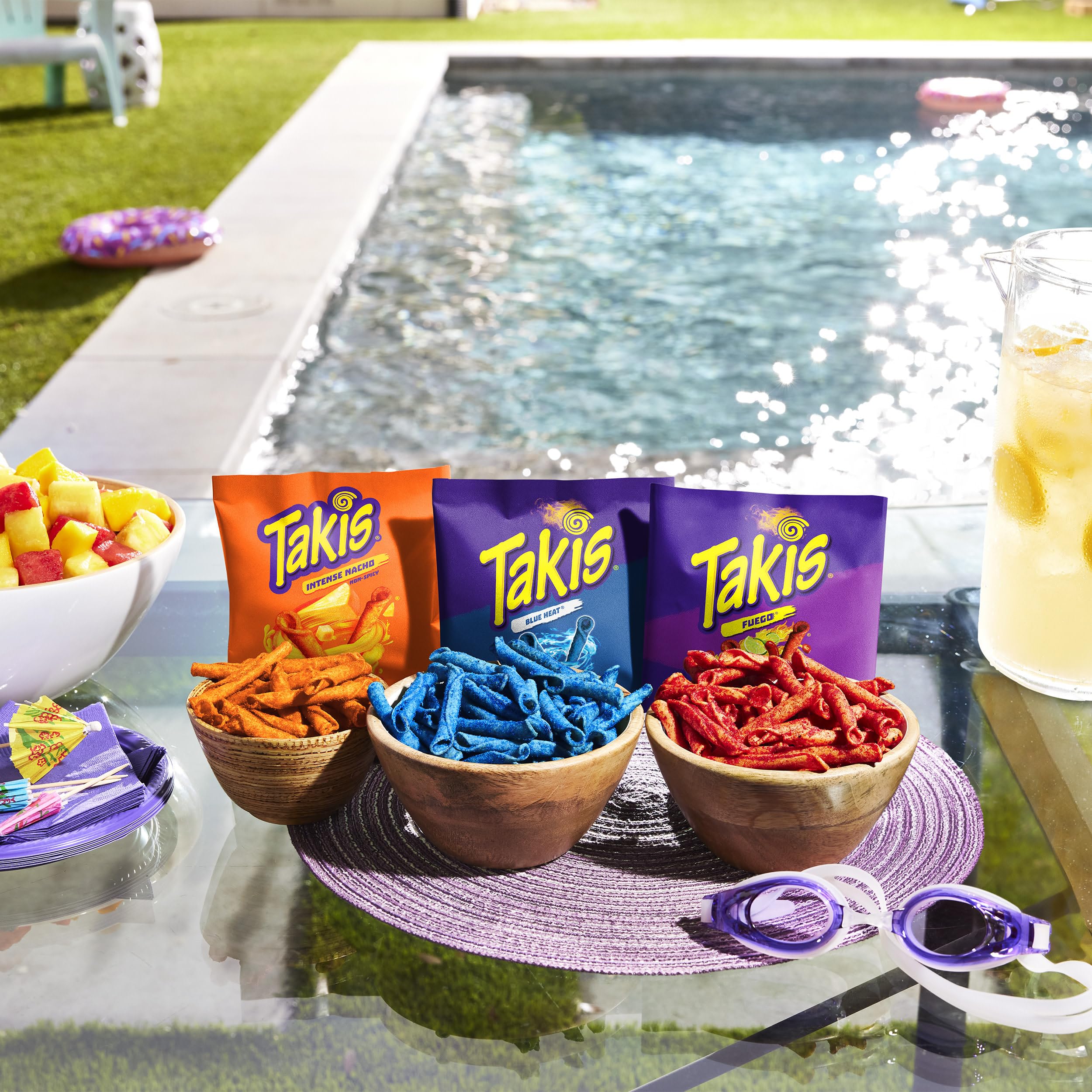 Takis 40 pc / 1 oz Hero Variety Pack, Assorted Flavored Mixed Rolled Tortilla Chips β (20) Fuego 1 oz, (10) Blue Heat 1 oz, (10) Intense Nacho 1 oz