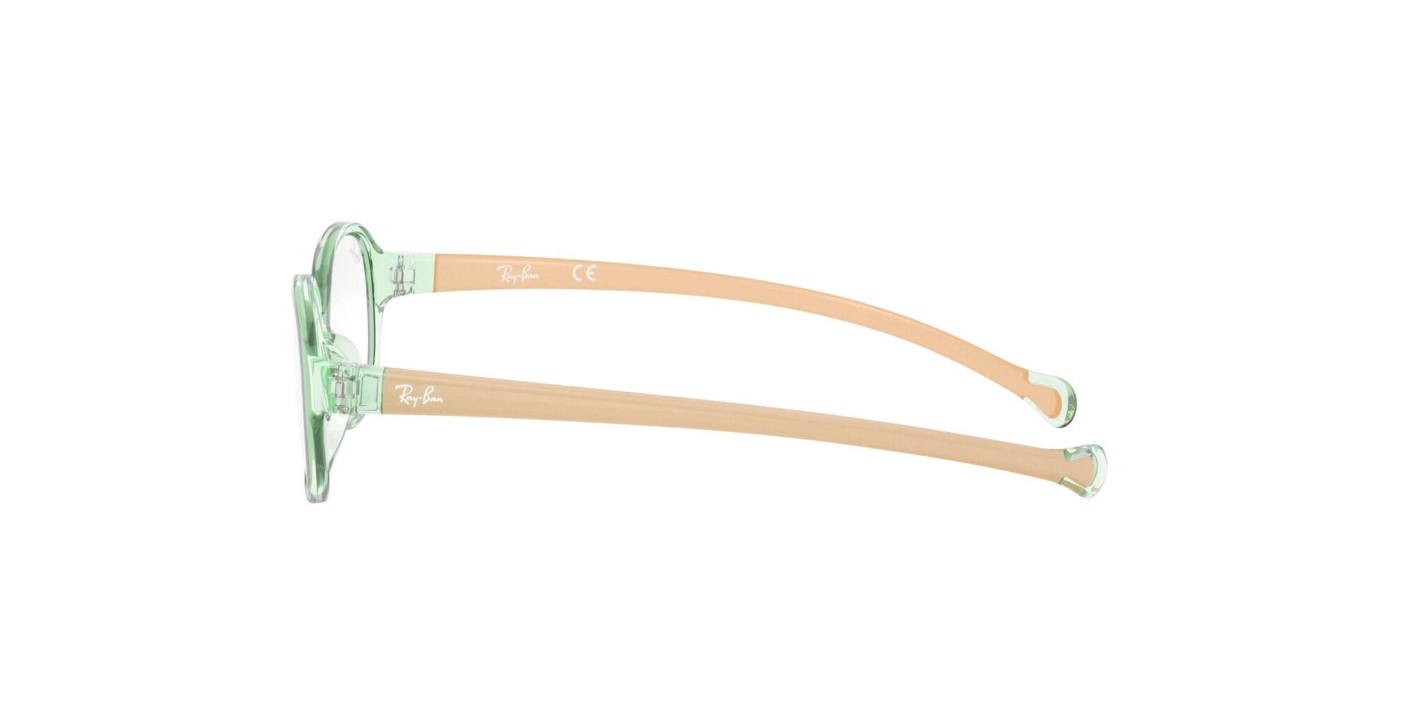 Ray-Ban Junior Kids' Ry1587 Oval Prescription Eyeglass Frames, Transparent Light Green/Demo Lens, 41 mm