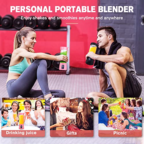 Portable Blender for Shakes and smoothies with Scale, 4000mAh Personal Electric Blender 15.2 oz,150w 6-Blades Blender Bottles, USB Rechargeable Mini Fruit Juicer for Travel, Office, Outdoors