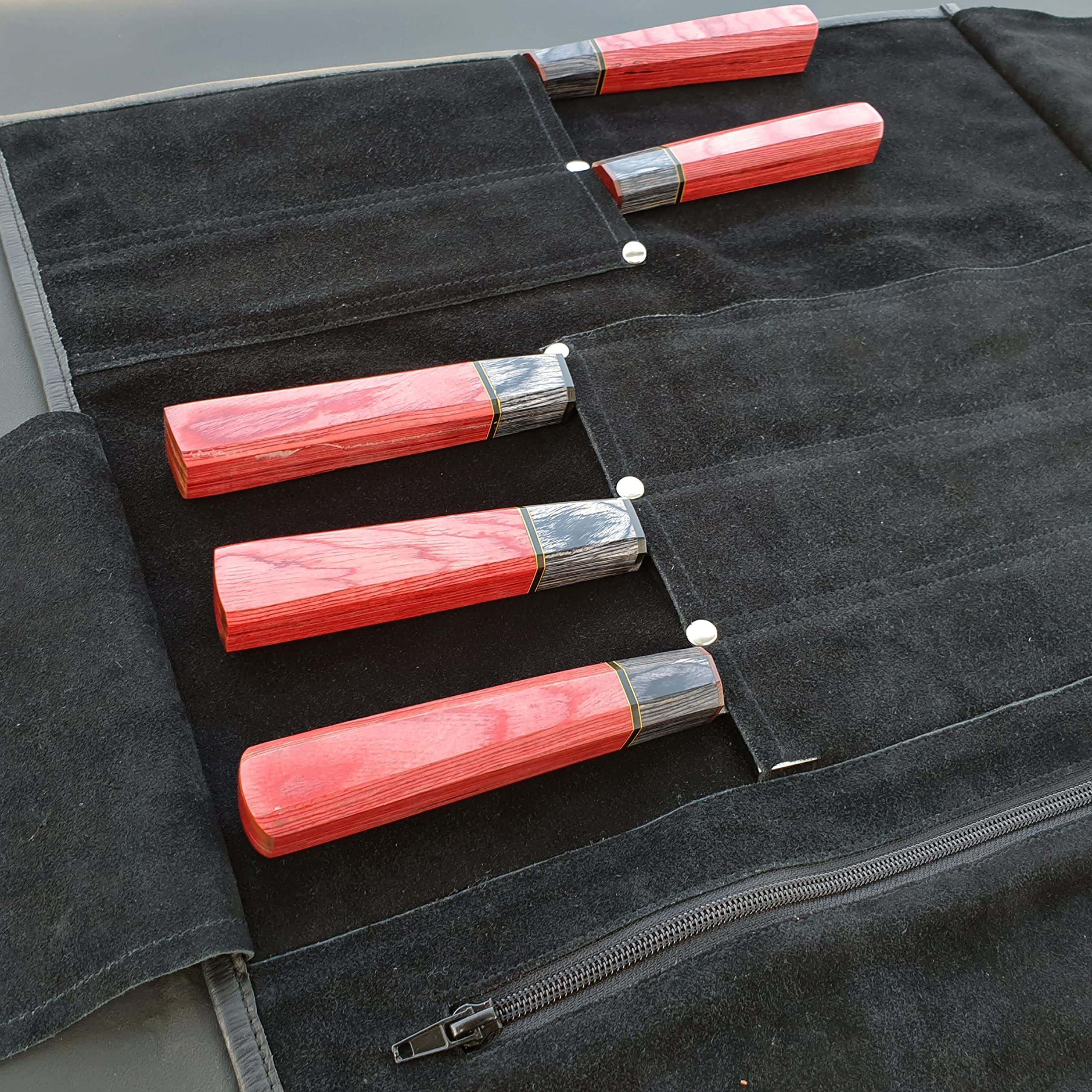 Vetus Japanese Knife Set | 12C27 High Stainless Steel Chef Knife Set | Professional Etched Kitchen Knives Set with Chef Bag/Knife Roll | Chef Knife Bag