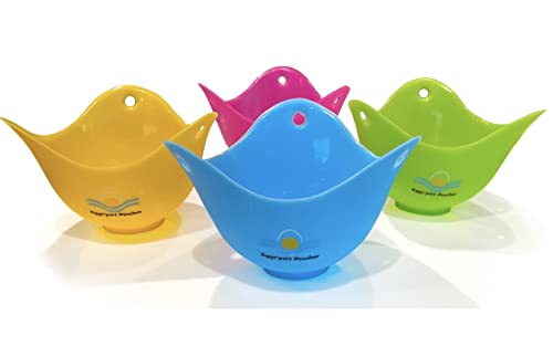 Trenton Gifts Eggs'pert Egg Poacher | Set of 4 | Silicone Egg Poachers for Microwave or Stovetop | BPA Free
