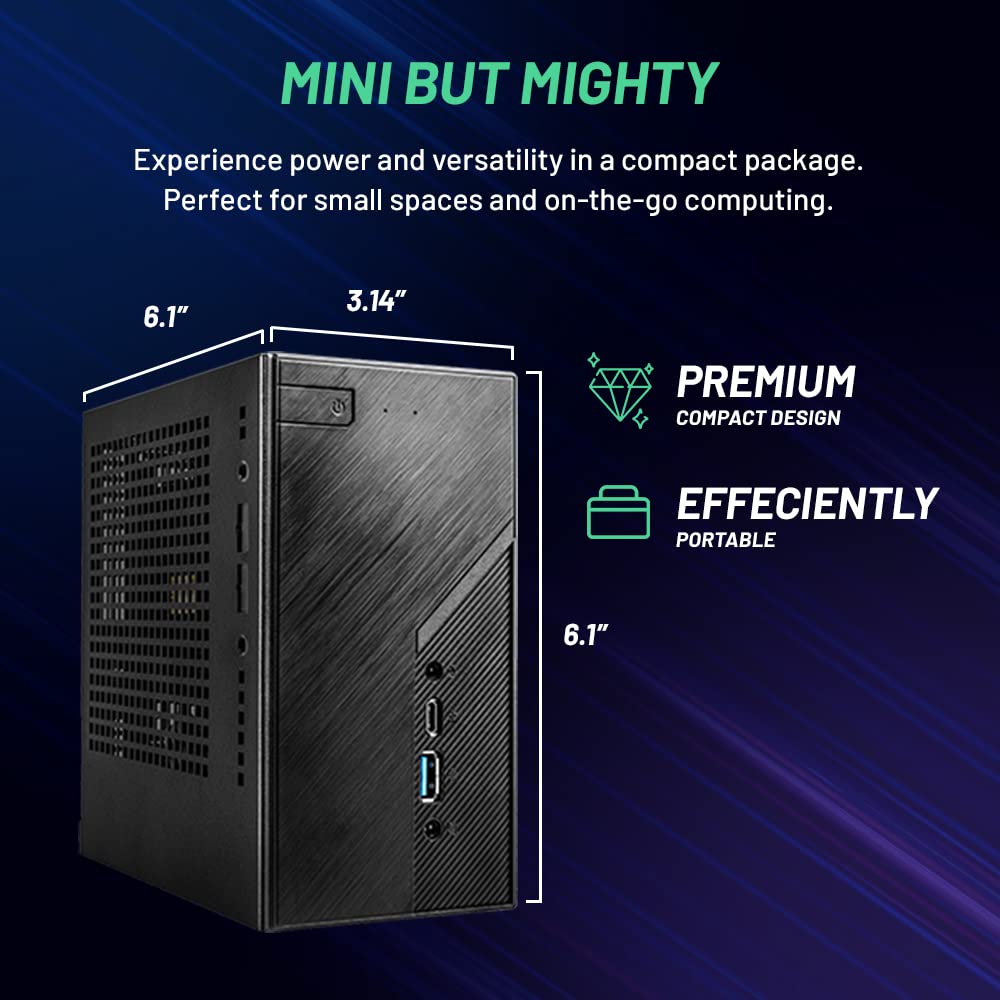 Skytech Gaming Mini PC X1 Gaming PC Desktop – AMD Ryzen 5 5600G 3.9 GHz, Radeon Graphics, 500GB NVME SSD, 16GB DDR4 SODIMM RAM, 120W AC Adapter/Wi-Fi, Windows 10 Home 64-bit,Black