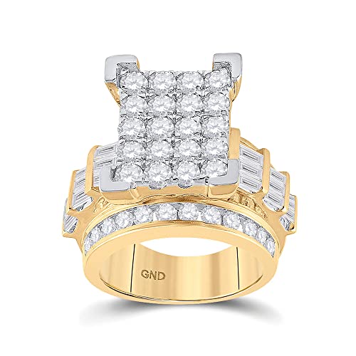 Women's Solid 14kt Yellow Gold Round Diamond Cluster Bridal Wedding Engagement Ring 4 Cttw Ring Size 7