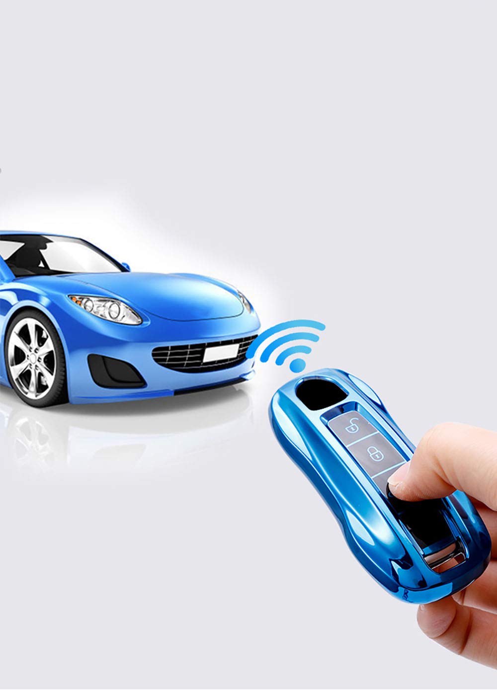 ontto Soft TPU Key fob Holder Full Protection Fit for Porsche 2018 2019 Silver