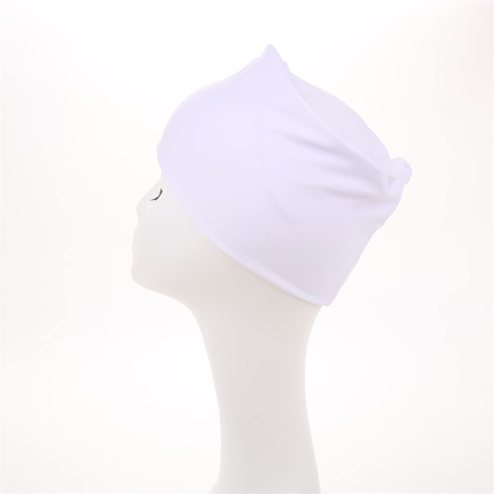 YYAOJHAO Chemo Turban Hats for Women - Elastic Flower Beanie Headwrap Caps Solid Color Grate for Cancer Hair Cover (White)