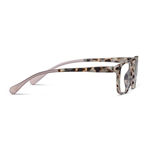 Peepers by PeeperSpecs Women's Nature Walk Soft Square Blue Light Blocking Reading Glasses, Gray Tortoise/Pink, 51 + 1.5