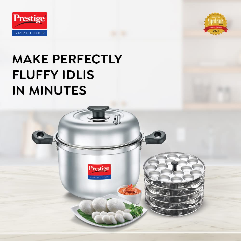 TTK Prestige PRID6 Cooker, 5Plates + 1 Mini Idli Plate, SILVER