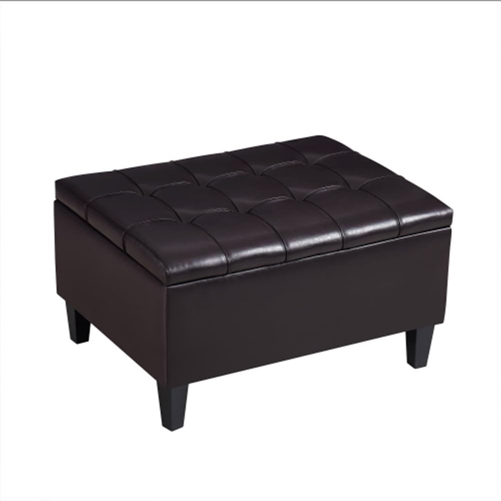 SINLOOG Storage Ottoman, Ottoman Foot Rest,Faux Leather Upholstery Storage Ottoman Bench with Safety Close Hinge, Ottoman with Storage for Living Room/Entryway/Hallway/Foot Rest