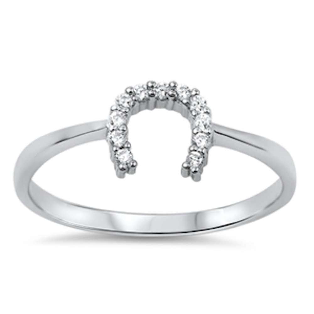 Oxford Diamond Co Horse Shoe Cubic Zirconia .925 Sterling Silver Ring Sizes 7