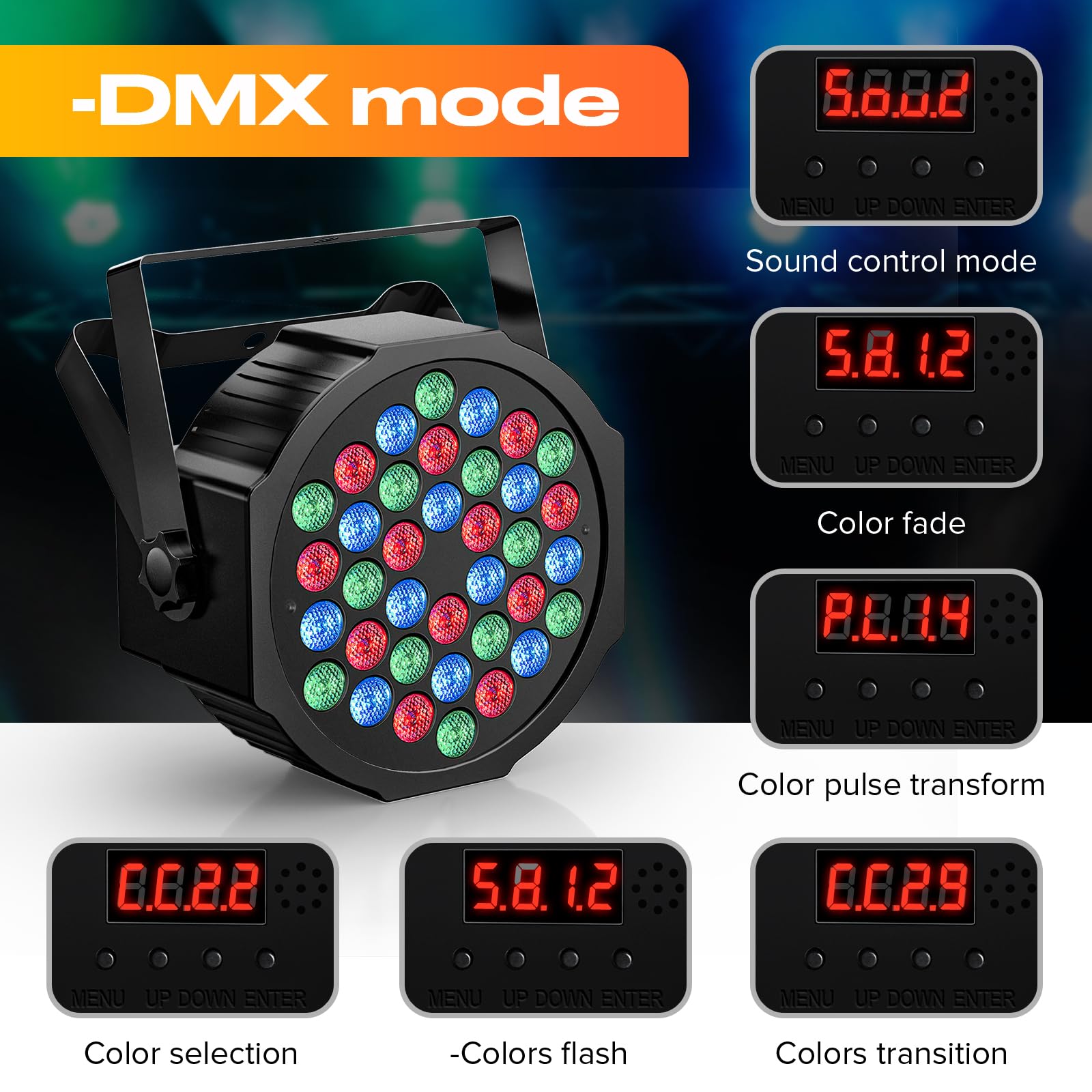 Rechargeable Stage Par Lights U`King RGB 36 LED Battery Powered Par Wireless Uplights with DMX and Remote Control Uplighting Light for DJ Disco Events Wedding Birthday Party Indoor Live Show Bar