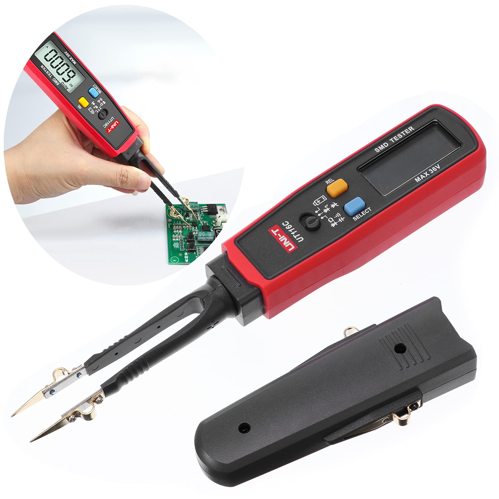 UNI-T Digital Smart SMD Tester,Handheld Resistance Capacitance Tester Tweezers Intelligent LCR Meter Diode Continuity Resistor Capacitor LED Battery Test Auto Ranging 6000 Counts