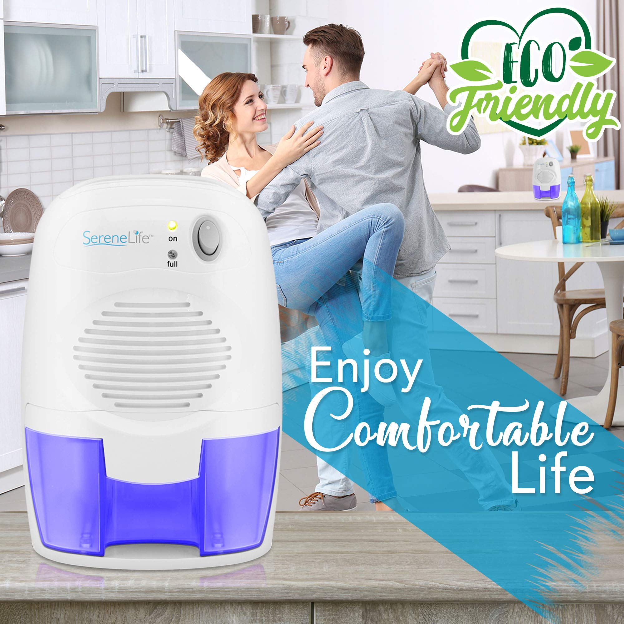 SereneLife Dehumidifier 16oz. Compact Electronic Cooler-Rooms up to 1100 Cu Ft-Breathe Easier, Odor Eliminator, Moisture Control, Ventilation Fan, Reusable Air Filter, Removable Water Tank