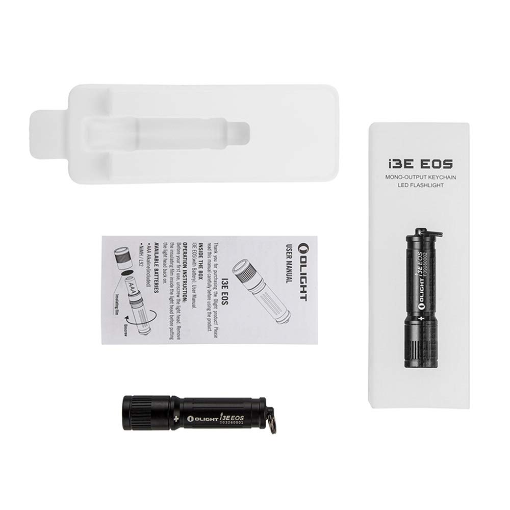 OLIGHT 90 Lumens i3E EOS PMMA TIR Lens AAA Flashlight Compact Keychain Flashlight EDC Flashlight for Night, Camping(Black)