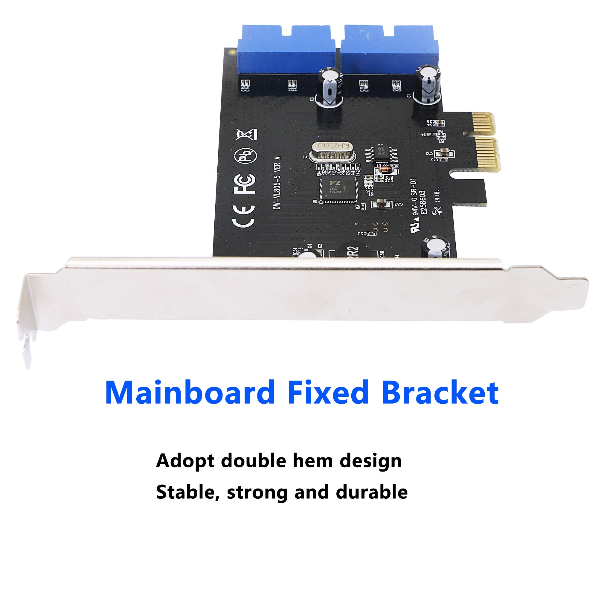 SinLoon PCI Express to Dual 19 Pin USB 3.0 Card PCI-e to Internal 20Pin Male Ports Adapter for PC (19 Pin)