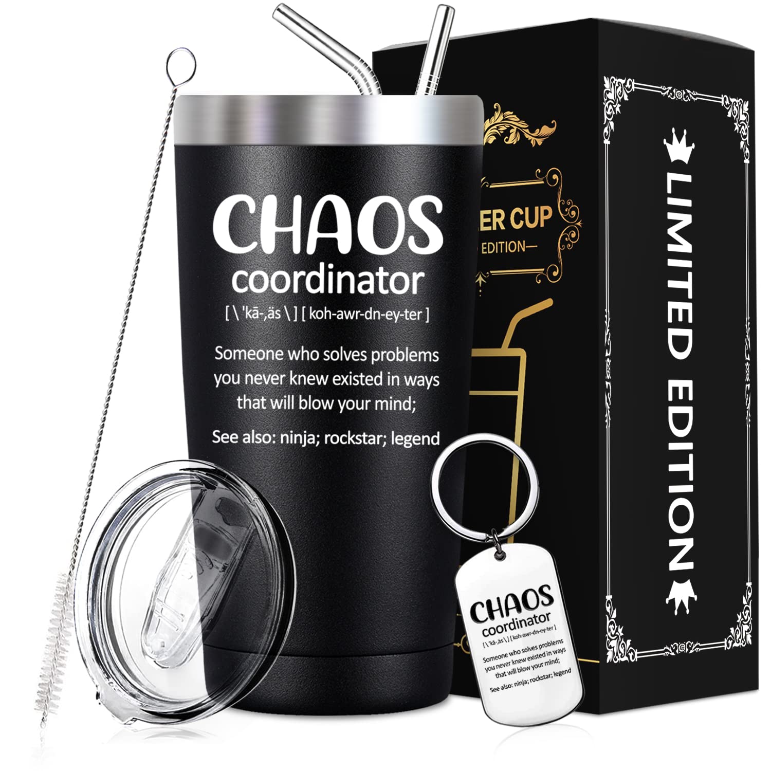 SpenMeta Thank You Gifts for Men - Unique Gift Idea for Boss, Teacher, Manager, Leader, Coworker, Assistant Principal, Dad - Birthday Gifts for Men - Chaos Coordinator Tumbler