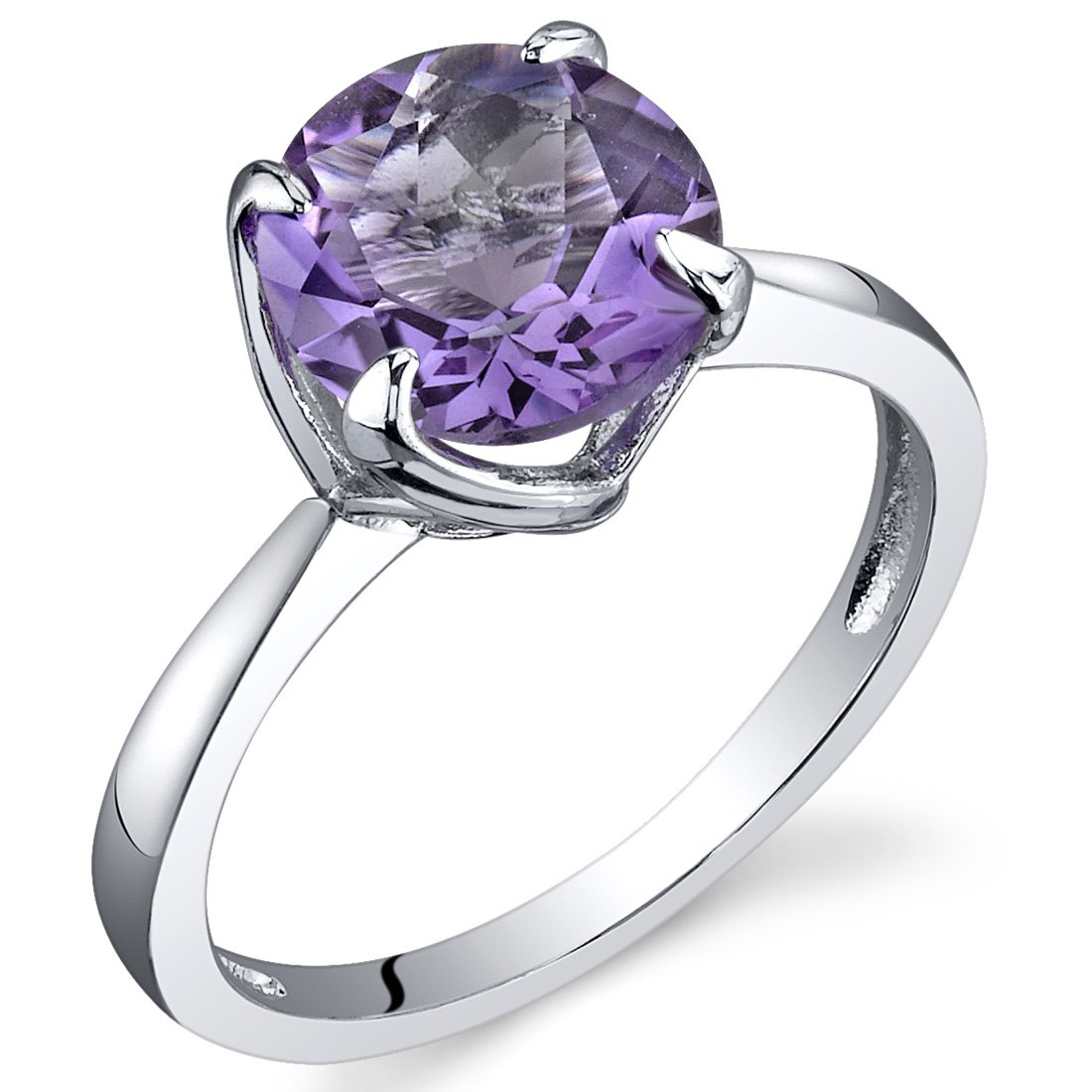 PEORA Sublime Solitaire 1.75 Carats Amethyst Ring in Sterling Silver Size 9