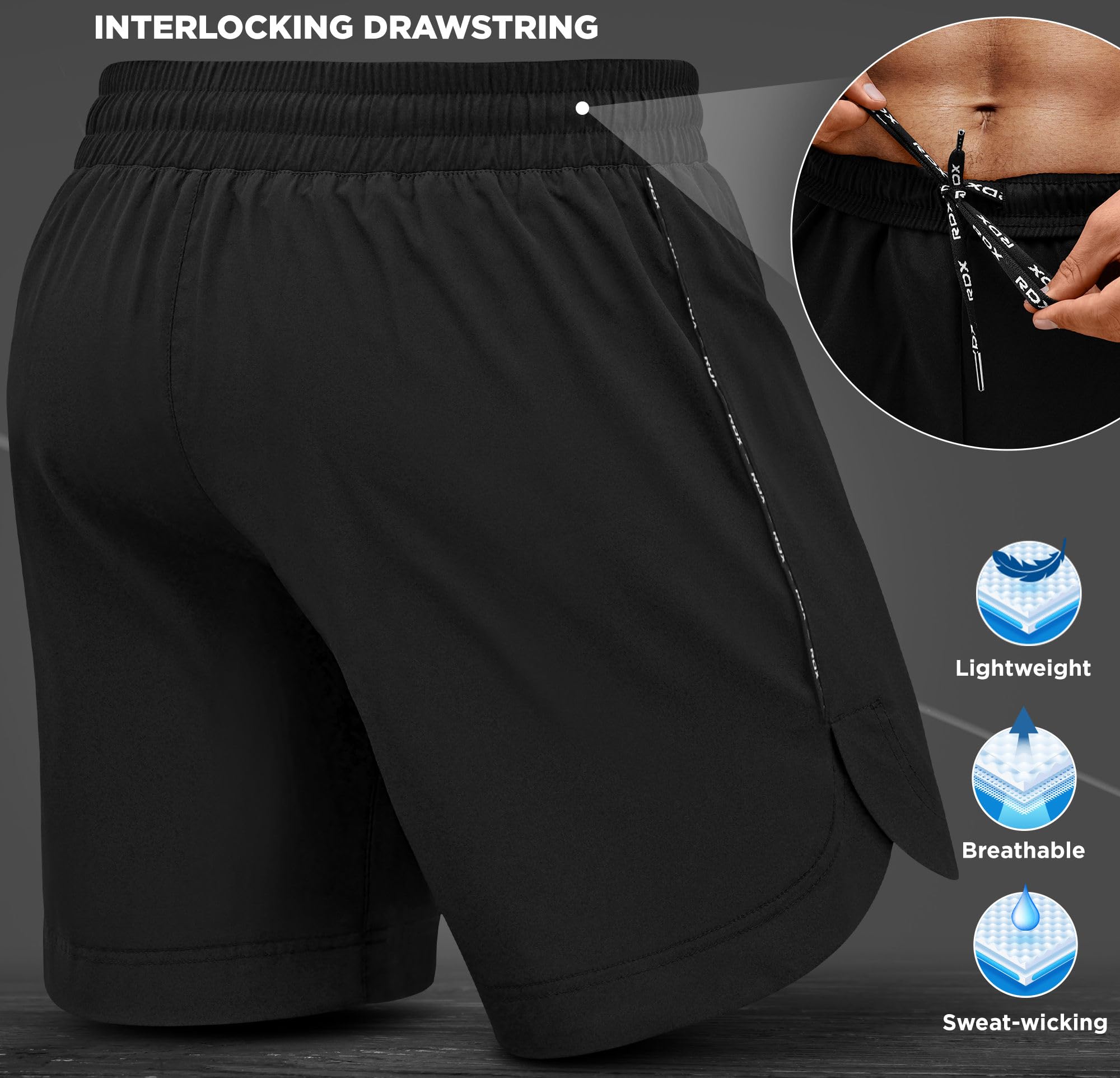RDX MMA Shorts for Training & Kickboxing β Fighting Shorts for Martial Arts, Cage Fight, Muay Thai, BJJ, Boxing, Grappling Black