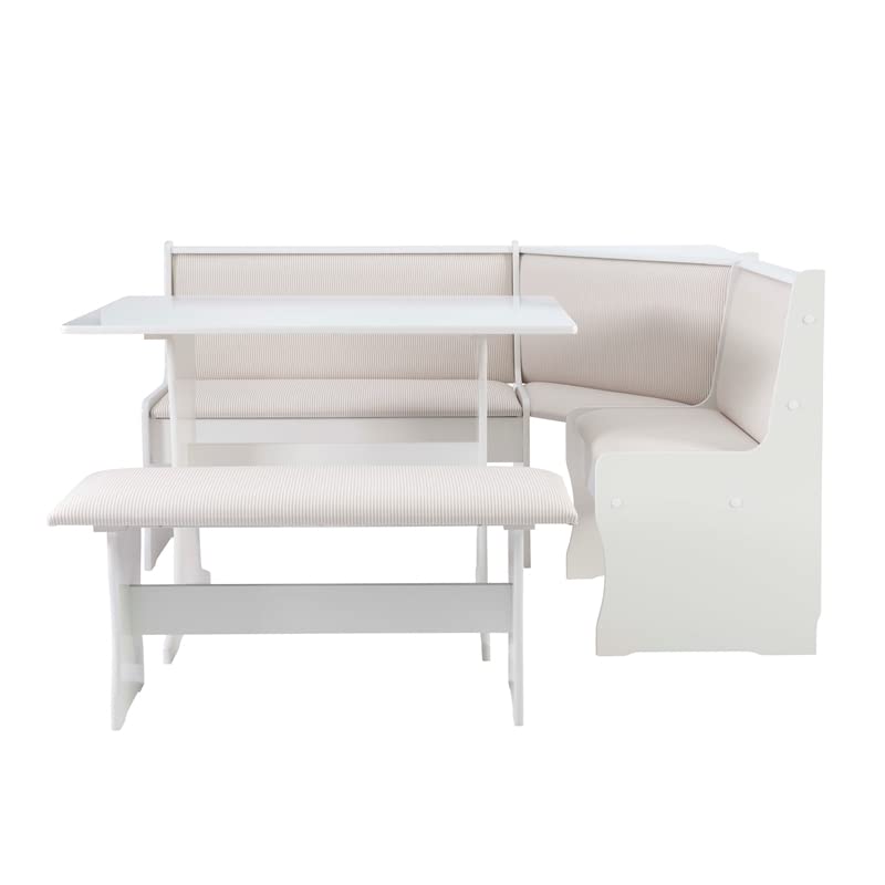 Pemberly Row Traditional Wood Storage Dining Nook in White Finish