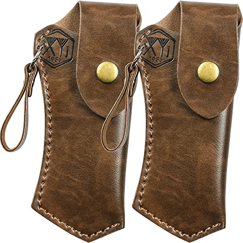XYJ 2pcs/set Leather Knife Sheath For Camping Folding Knives Carry Knife Edge Guard Knife Cover Sleeves Universal Knife Holster Pocket Knife Case