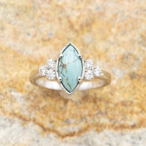 weiyufang 3PCS Natural Turquoise Diamond Ring Set,Vintage Sparkling Natural Gemstone Knuckle Ring Set Jewelry for Womens Mother's Day Birthday Gift