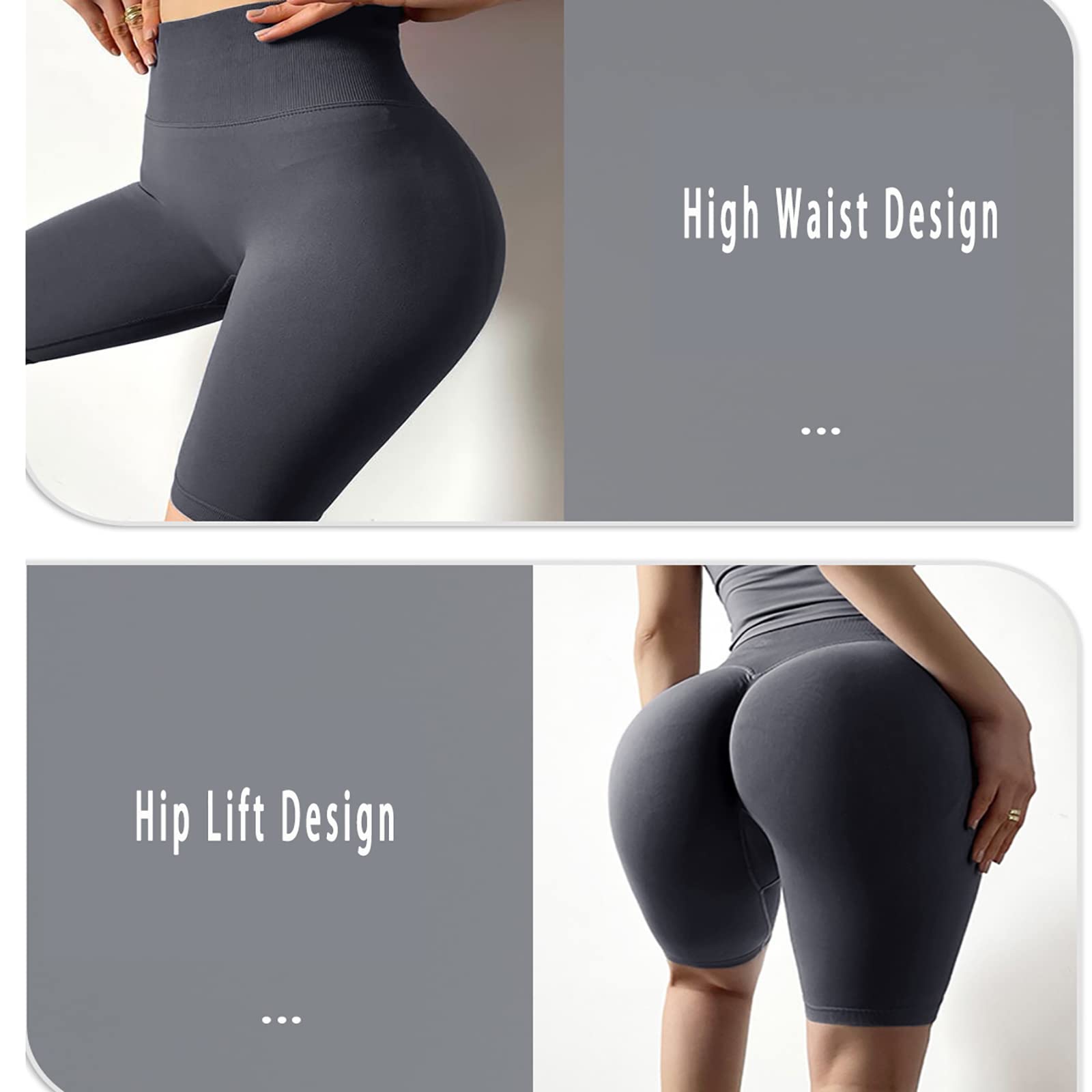Women's Yoga Shorts Tummy Control High Waist Biker Shorts Exercise Workout Butt Lifting Tights Short Pants for Gym Athletic Running, Ginger Yellow,M