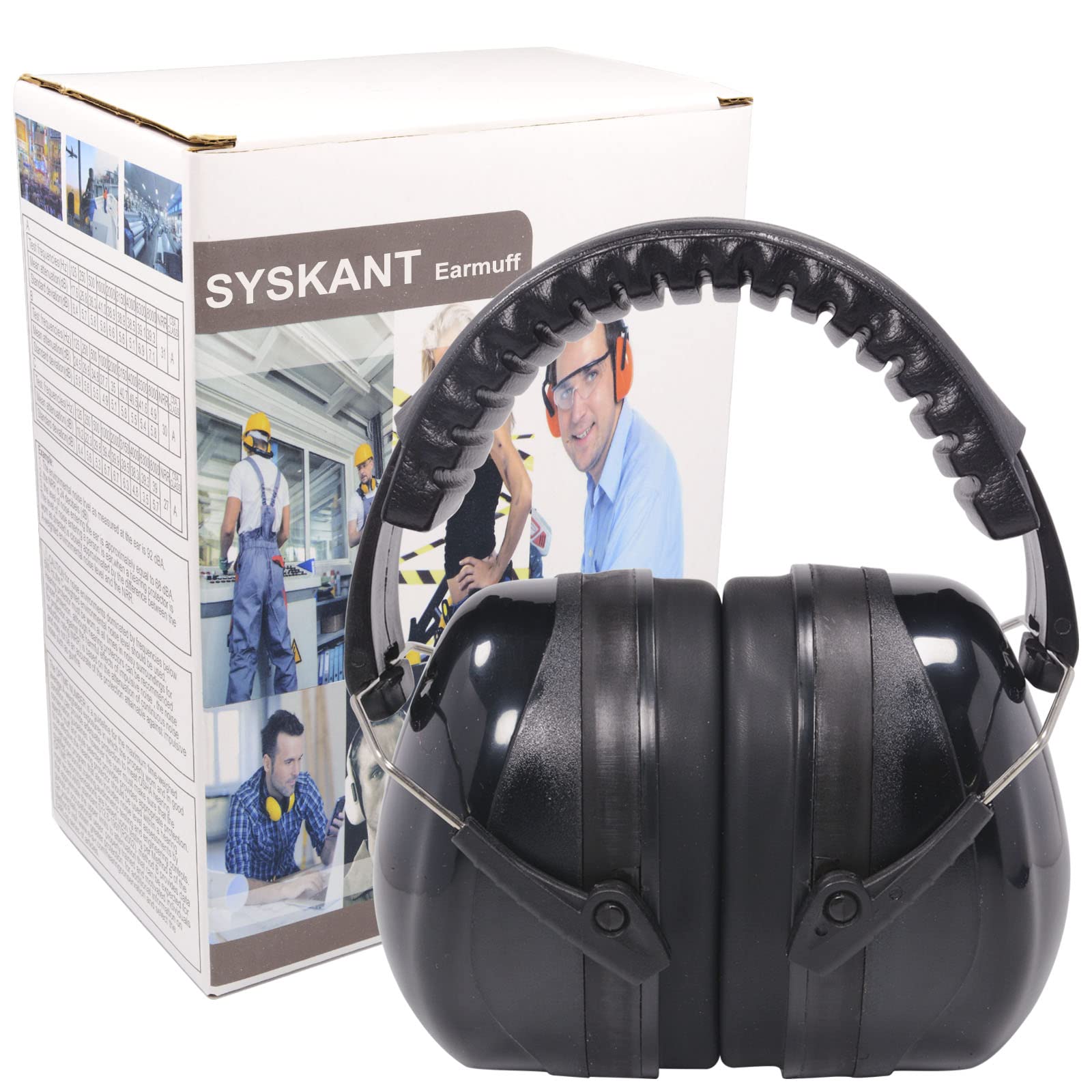 SYSKANT 36dB Hearing Protector Defenders Shooting Ear Protection For Shooting Earmuffs Safety Tactical Gun Sound (Black)