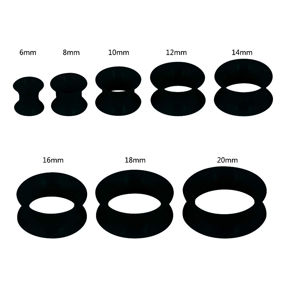 Oyaface 2 PC Black Soft Silicone Flexible Ear Skin Tunnels Plugs Expanders Gauges Hollow Body Piercing (Black 3/4ββ(20mm))