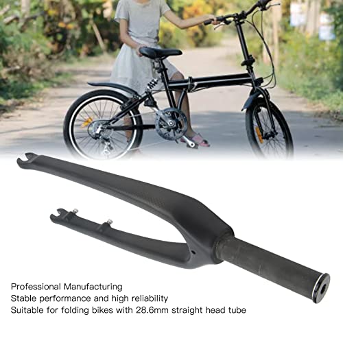 Uxsiya Road Bike Front Fork, 20 Inch 4.37in Top Tube Stable Professional Lightweight Mountain Bike Fork 3K Matte for Folding Bike