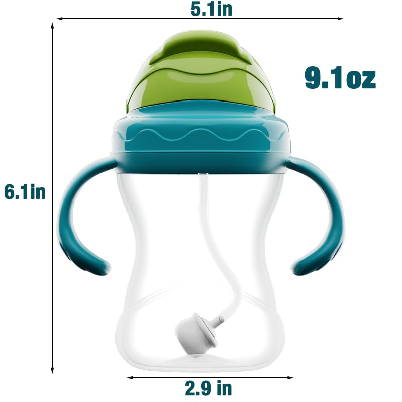 PandaEar Baby Straw Sippy Cup, Toddler Trainer Straw Cup with Handles for Babies & Toddler 6 Month+, 9 oz, No Spill Design