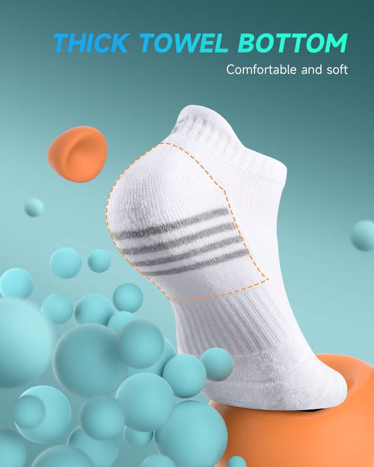 TANSTC Socks for Women & Men 6 Pairs, No-Show Running Socks, Ankle Socks Athletic Cushioned Breathable Low Cut Tab With Arch Support